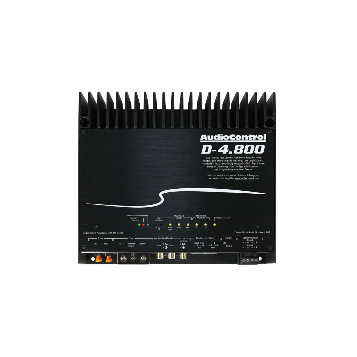 AudioControl D-4.800 High-Power 4 Channel DSP Matrix Amplifier With Ac ...