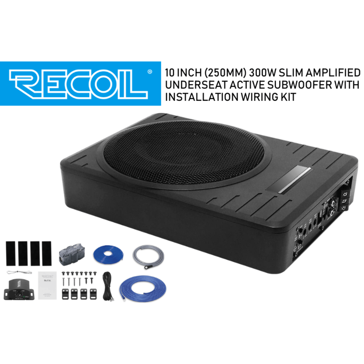RECOIL SUB-US10 10" (250mm) 300W Slim Amplified Underseat Subwoofer ...